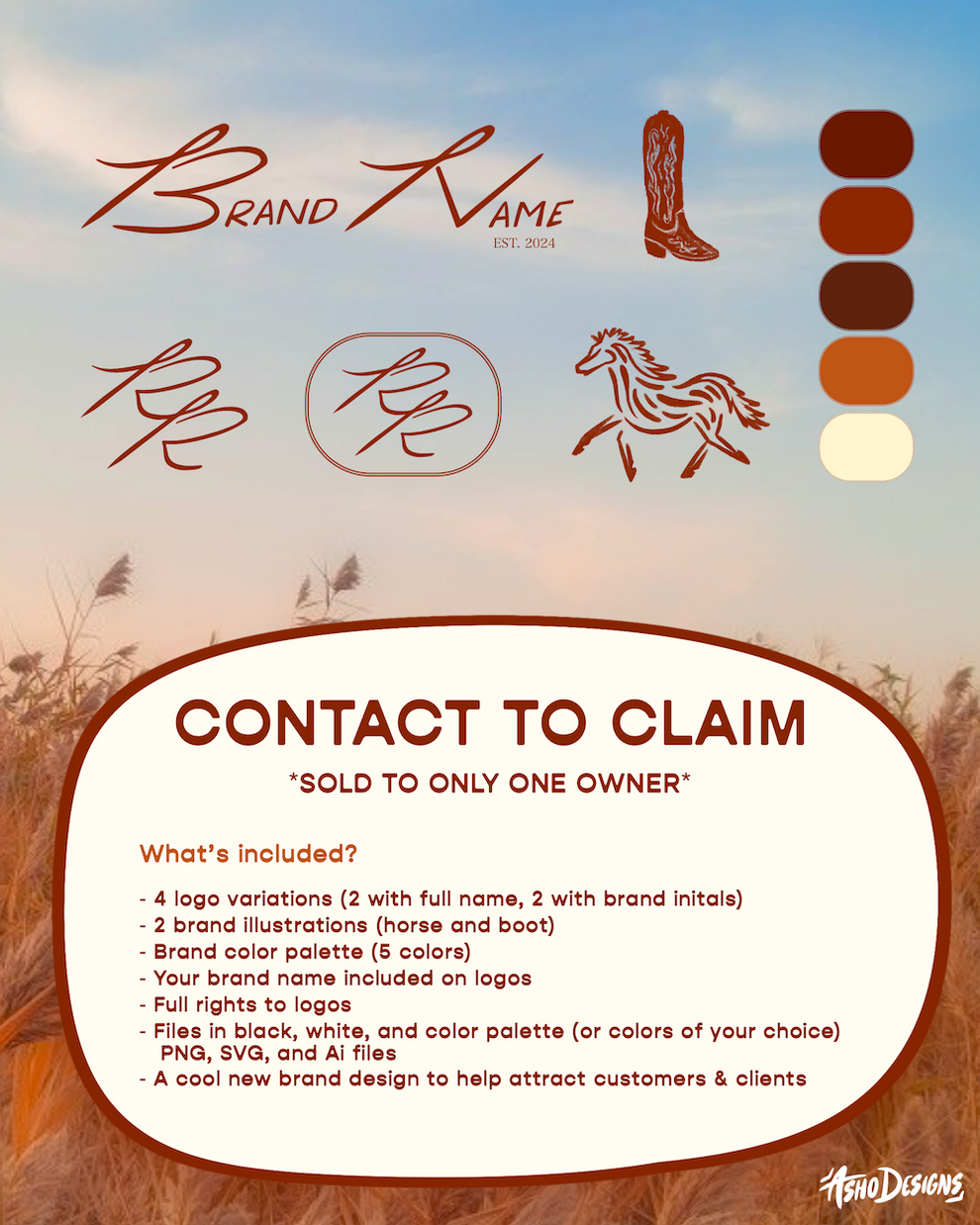 Western, Equestrian, Horse Logo Suite, Premade Brand Identity Kit ...