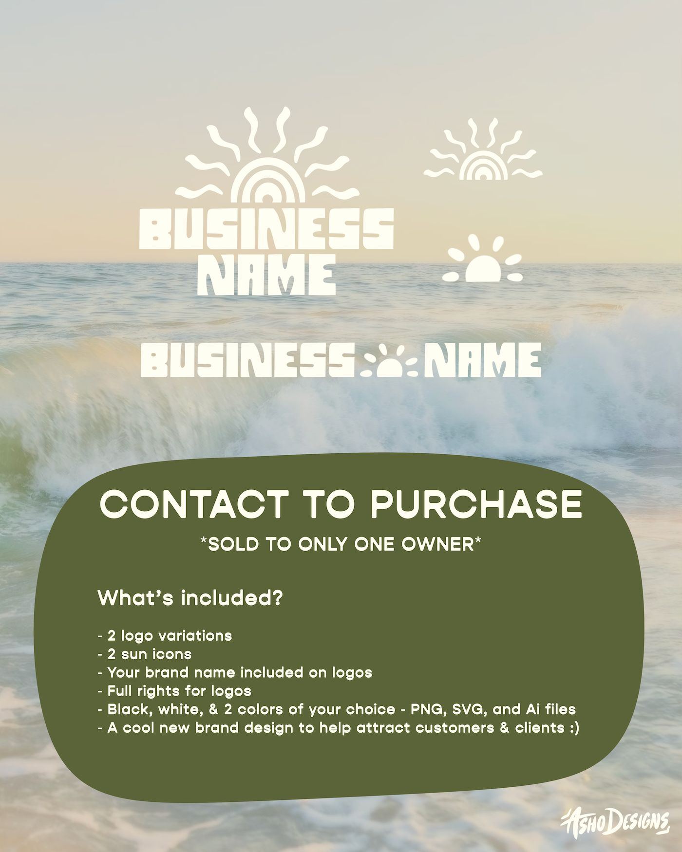 Premade Sun Logo Suite, Mini Brand Identity Kit – Asho Designs